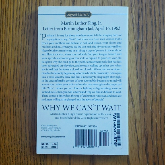 Other | Why We Cant Wait By Martin Luther King Jr Paperback Book | Poshmark